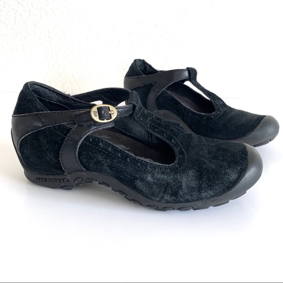 Merrell | Shoes | Merrell Black Suede T Strap Outdoor Hiking Sandals ...